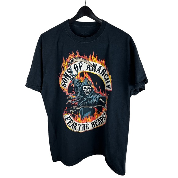 Sons Of Anarchy | Shirts | Mens Y2k Sons Of Anarchy Skeleton Flame Grunge Graphic Shirt Size Xl ...
